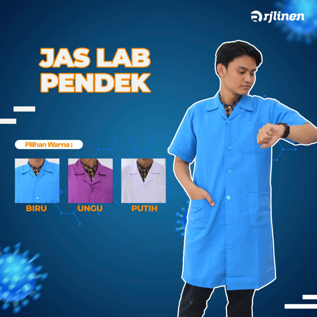 Jual JAS LAB LENGAN PENDEK LAKI LAKI PRIA DAN WANITA/LABORATORIUM-JAS PRAKTEK-JAS LAB PRAKTEK ...