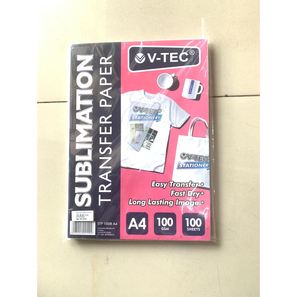 Jual V-TEC TRANSFER PAPER/KERTAS SUBLIM KERTAS GAMBAR ANTI AIR UK A4 ...