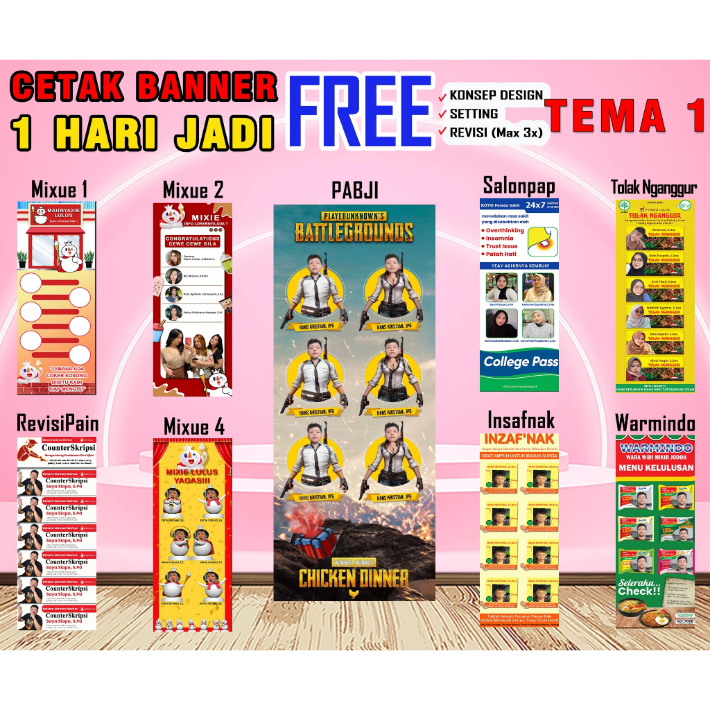 Jual Cetak Banner Wisuda Sidang Skripsi Kelulusan Graduation + Tiang X ...