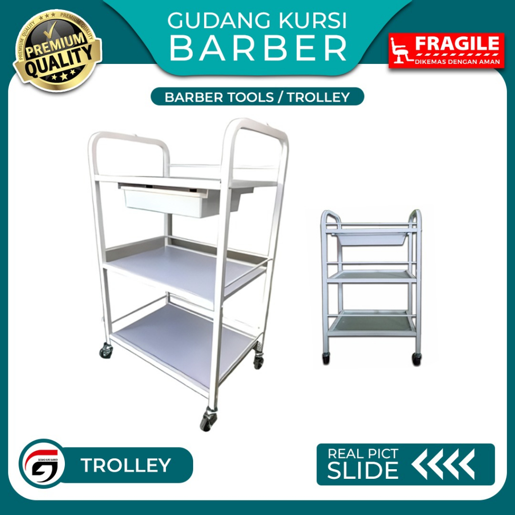 Jual Trolley Clipper Putih Alas Kaca Rak Alat Cukur Barber Troli Salon ...