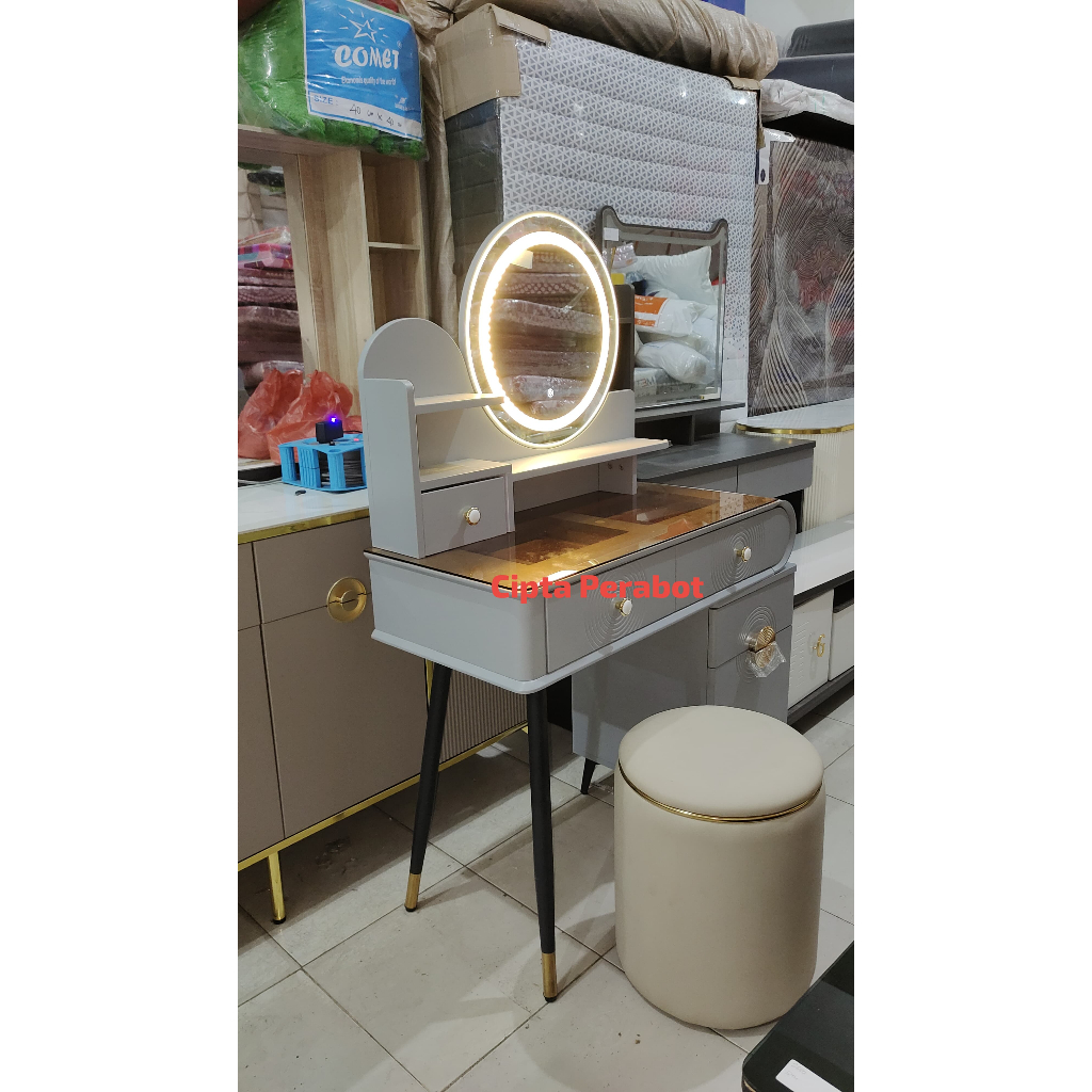 Jual Meja Rias LED Lampu Import MDF Dressing Table top granite | Shopee ...