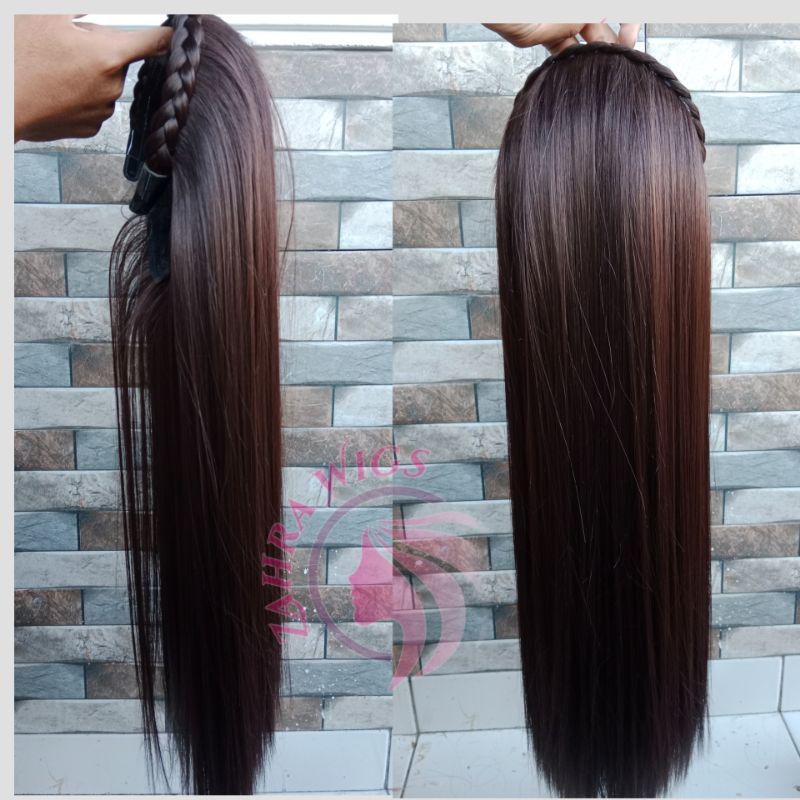 Jual Wig Bando Wanita Rambut Panjang Lurus 60 Cm Warna Darkbrown Coklat ...
