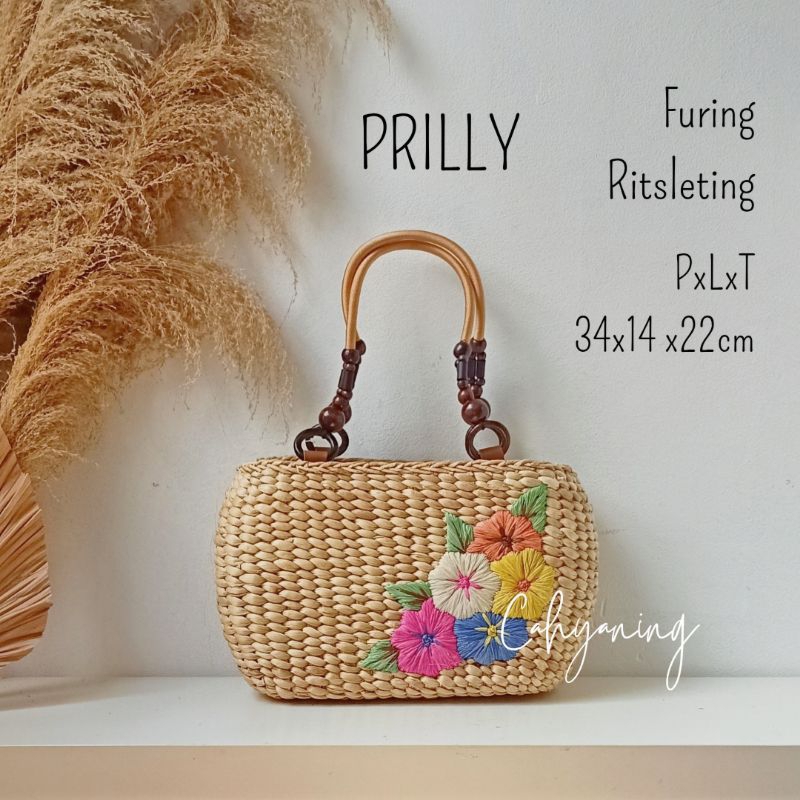 Jual 9. READY PRILLY BAG. Tas Enceng Gondok Sulam dan Polos /Tas ...