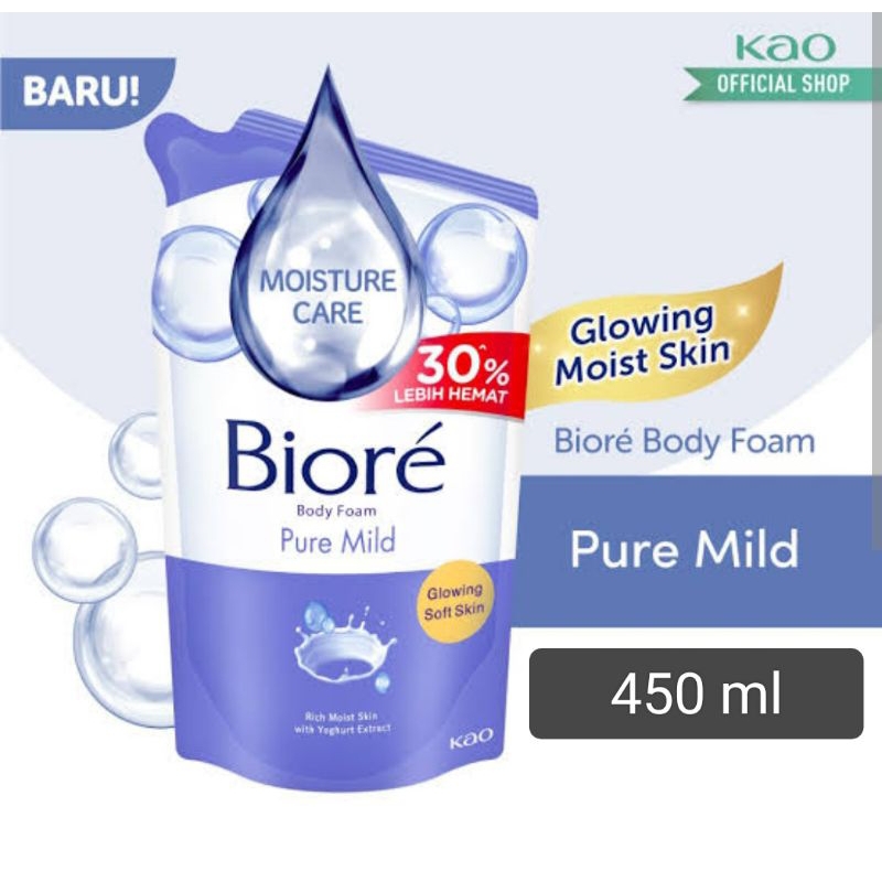 Jual Biore Beauty Body Foam Pure mild Sabun Mandi Cair [450 mL/ Pouch ...