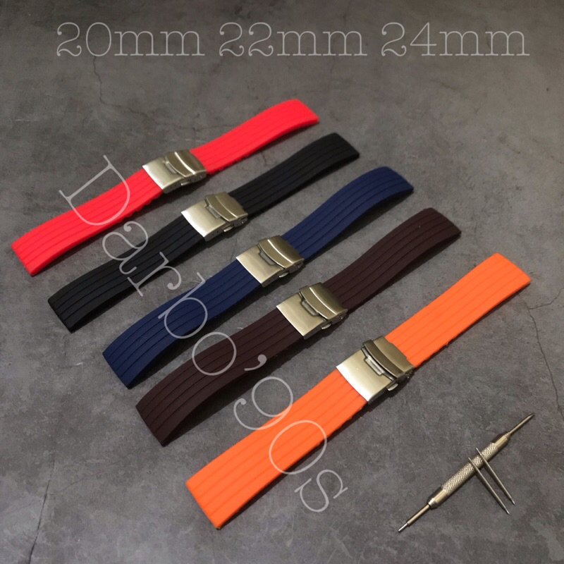Jual Strap Tali Jam Tangan Rubber Clasp Folding Tali Rubber Premium ...