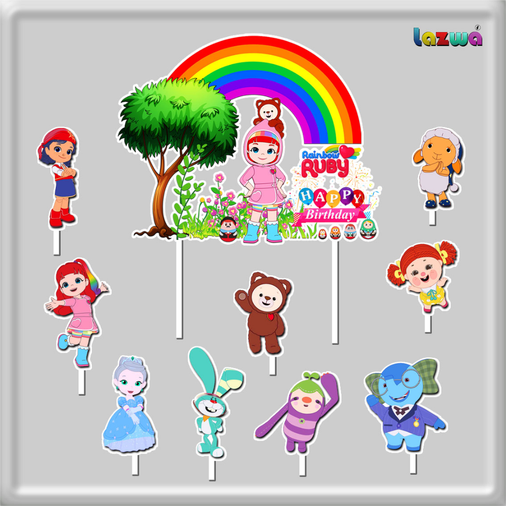 Jual Topper Cake Ruby Rainbow Happy Birthday | Shopee Indonesia