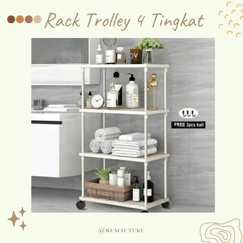 Jual Rak Trolley 4 Tingkat / Rak Troli / Rak 4 Tingkat / Rak Bumbu 4 ...