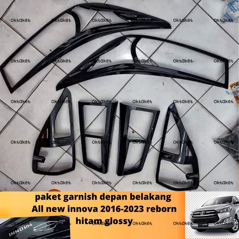 Jual paket garnish depan belakang all new innova 2016 2018 2020 2022 reborn Hitam glossy ...