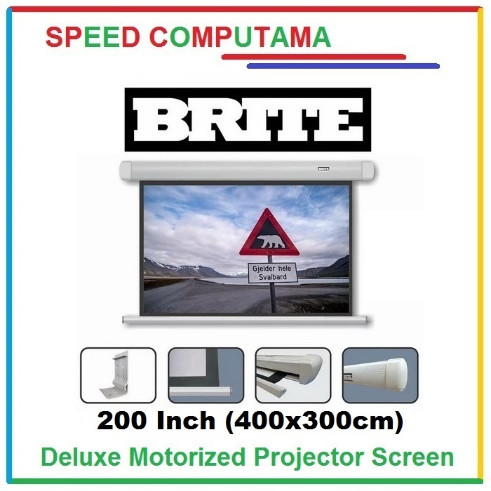 Jual Brite Deluxe Motorized Projector Screen 200 Inch Layar Proyektor ...