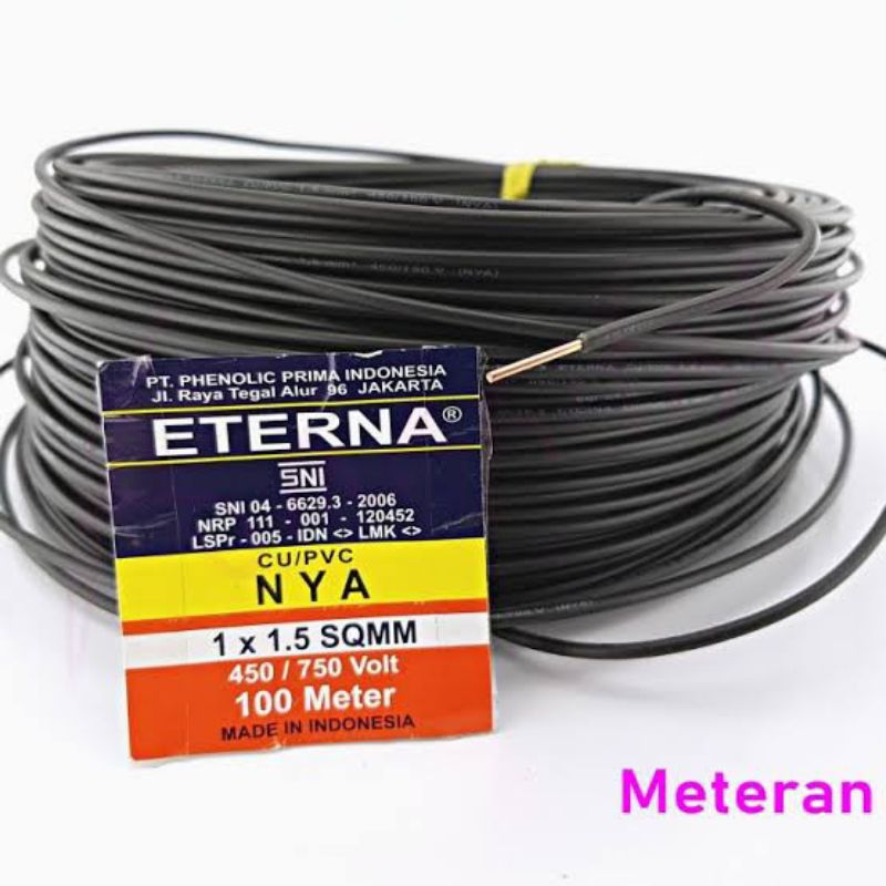 Jual Kabel listrik kawat tunggal eterna ukuran 1x1,5 panjang 100 meter | Shopee Indonesia