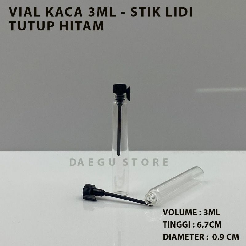 Jual Vial 3ml Botol Kaca Tester Sample Parfum Hitam Model Stick Botol ...