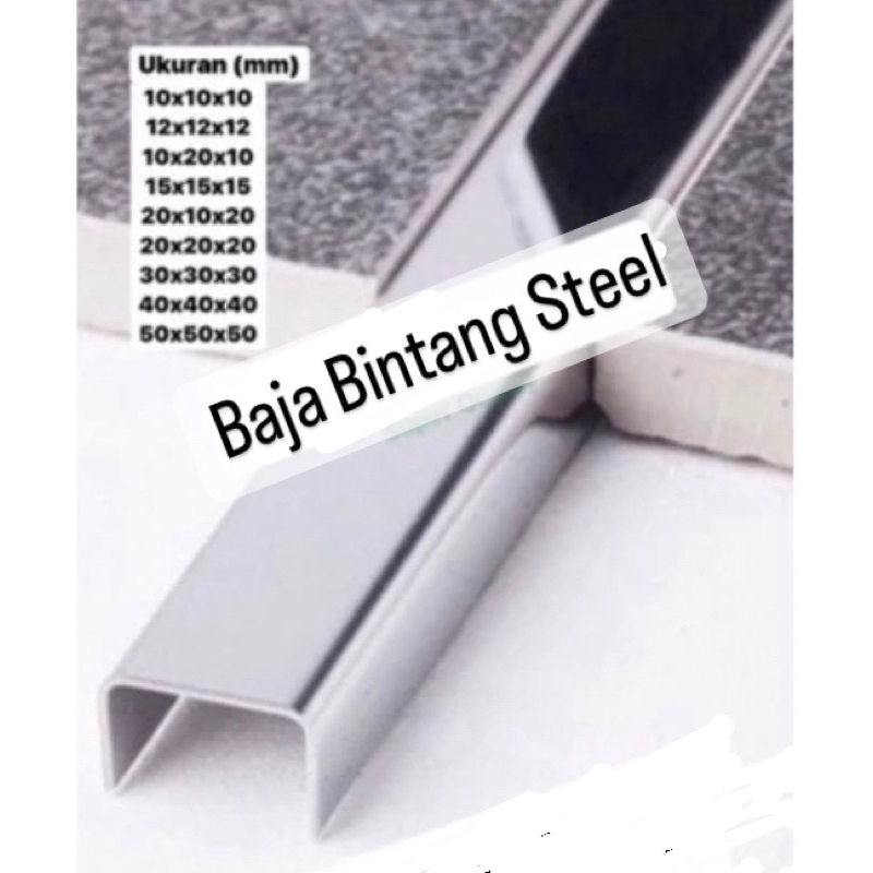 Jual U MIRROR SILVER 15X15X15MM T:0.8MM P:3.050MM STAINLESS STEEL 201 ...