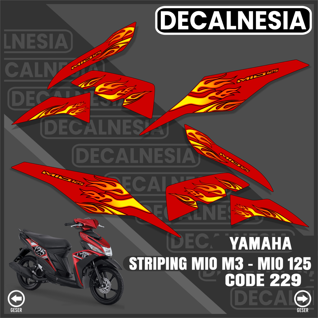 Jual Stiker Striping Motor Mio M3 125 Variasi Sticker Racing Motif Api ...