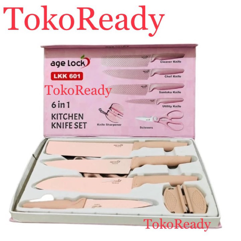 Jual Diamond Knife Set Age lock Lkk 601 Set 6 IN 1 Pisau Set | Shopee ...