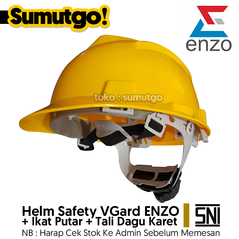 Jual Helm Safety Proyek warna Kuning merek ENZO + ikat Kepala Putar ...