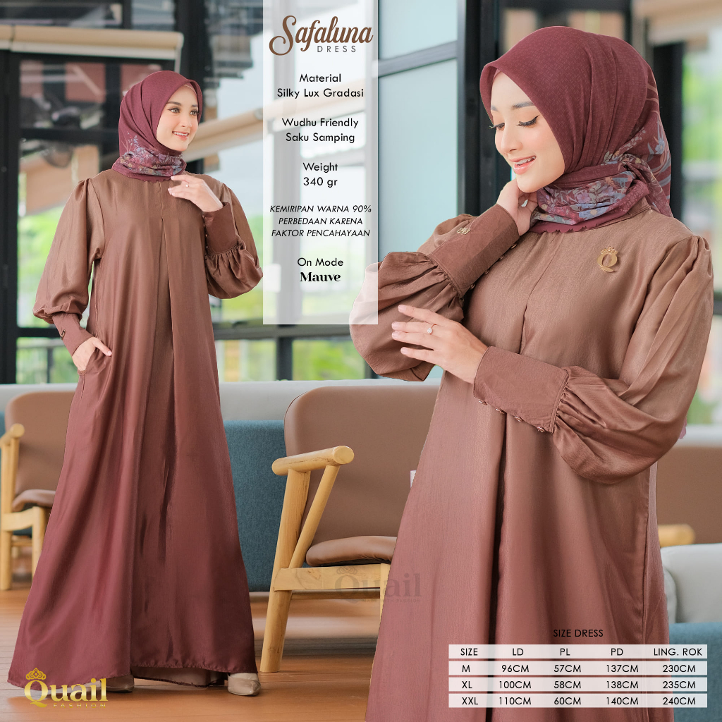 Jual Quail Hijab - SAFALUNA EXCLUSIVE DRESS GRADASI ORI QUAIL | Shopee ...