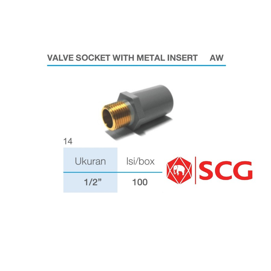 Jual Sok Drat Luar Kuningan / Valve Socket With Metal Insert 1/2" AW ...