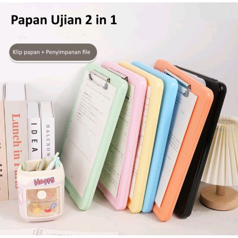 Jual papan ujian A4 2in1,papan ujian 2in1,clipboard+storage alas papan ...