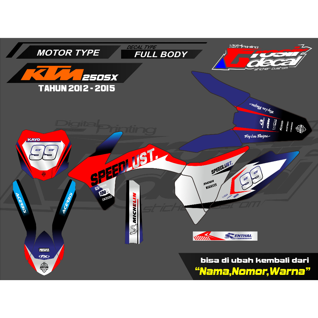 Jual STICKER STIKER KTM 250 LAMA 2012 - 2015 FULL BODY FREE CUSTOM ...