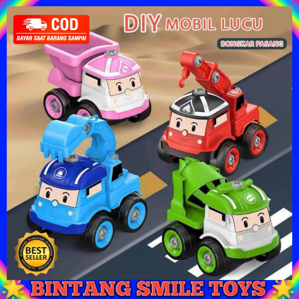Jual MAINAN ANAK DIY MOBIL TRUK MODEL KARTUN RAKIT KONSTRUKSI BONGKAR ...