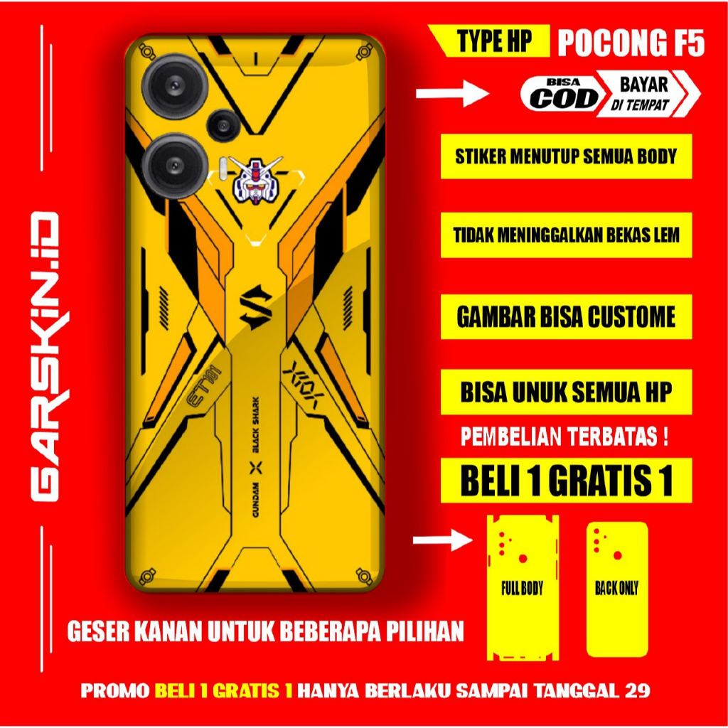 Jual GARSKIN XIAOMI POCO F5 FULLBODY || WARNA TAJAM • ANTI SLIP • TAHAN ...