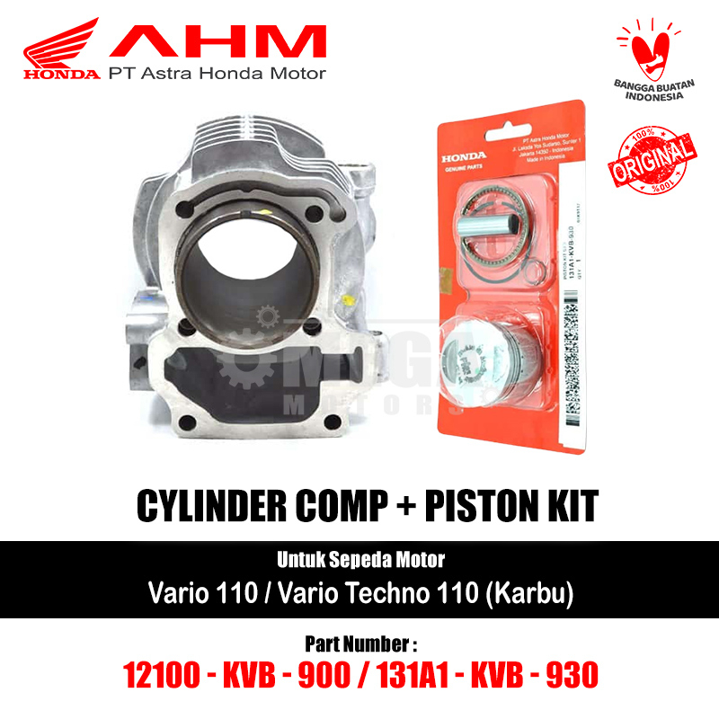 Jual Blok Seher Cylinder Komplit Kit Honda Vario CW Techno 110 Karbu 100% Original AHM 12100 KVB ...