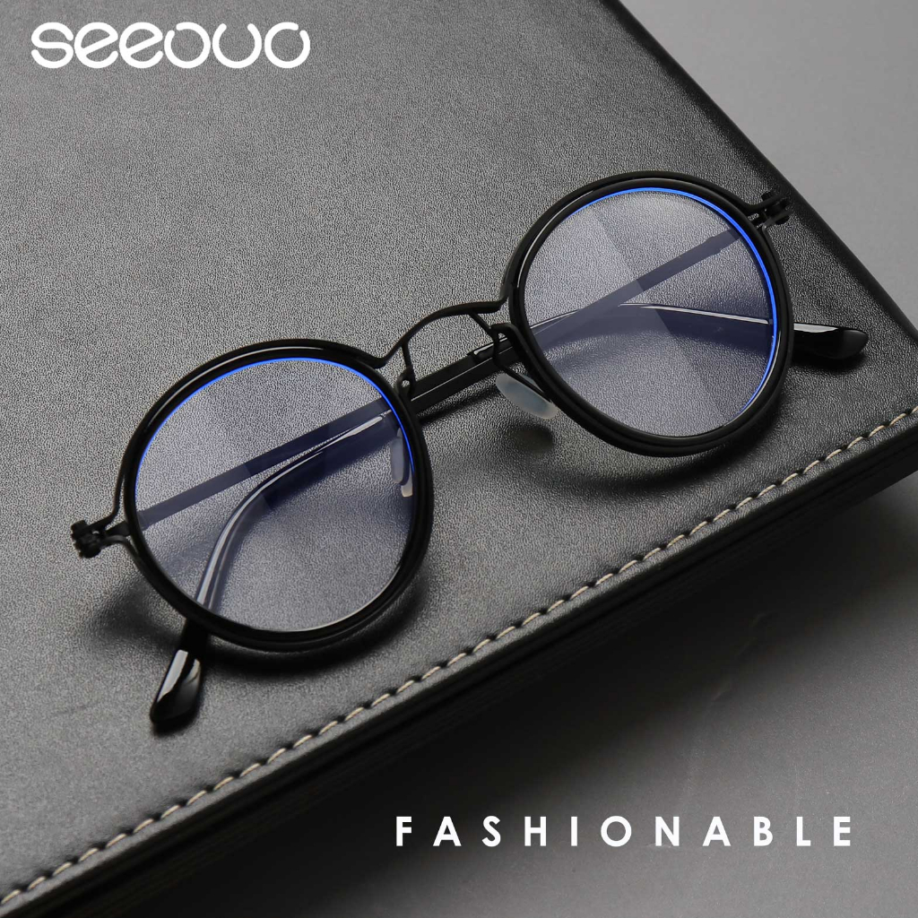 Jual Seeouo Kacamata Antiradiasi Blueray Bulat Retro Unik Fashionable Bahan Metal Laki-laki dan ...