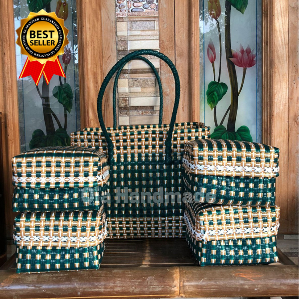 Jual tas anyaman bali ! tas anyaman keben jali premium/ Set keben isi 4 ...
