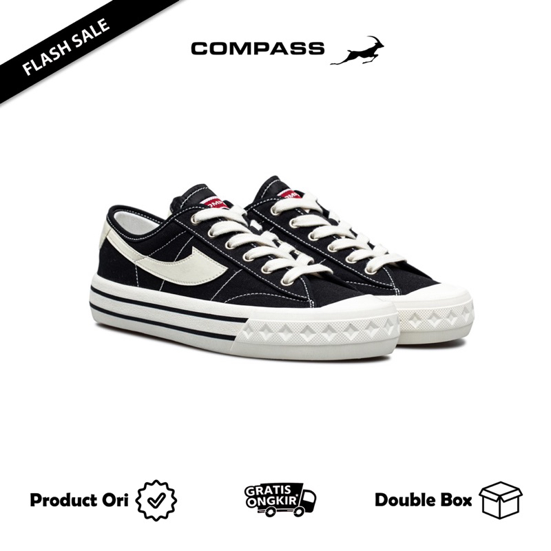 Jual [ORIGINAL NEW] SEPATU COMPASS RETROGRADE LOW BLACK & WHITE ...