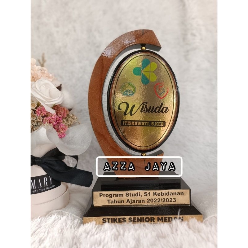 Jual Plakat Putar Oval Vandel kayu custom kado wisuda murah | Shopee ...