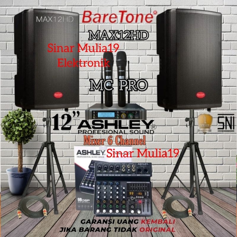 Jual Paket Sound System Speaker Aktif BareTone MAX12HD "12 Inch Mixer ...