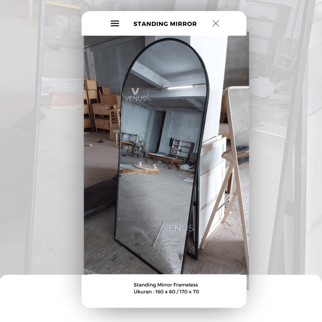 Jual KACA CERMIN FULL BODY STANDING MIRROR FRAME KAYU MODEL LENGKUNG ...