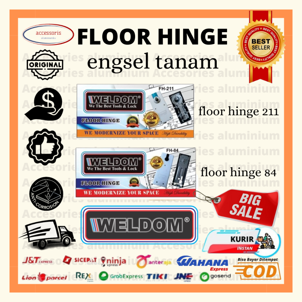 Jual FLOOR HINGE 211 COMPLETE SET WELDOM / ENGSEL TANAM / ENGSEL LANTAI ...