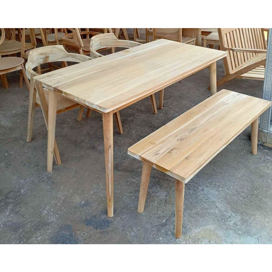 Jual meja makan resto cafe 2 kursi 1 bangku kayu jati jepara | Shopee ...