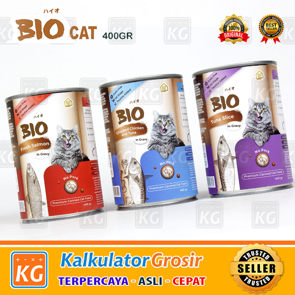 Jual Bio Cat Kaleng 400g Makanan Kucing Basah All Stage Kitten dan ...