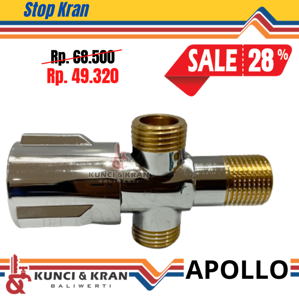 Jual Stop kran Apollo K05 Kuningan 1/2 inch Keran air Stop Keran double ...