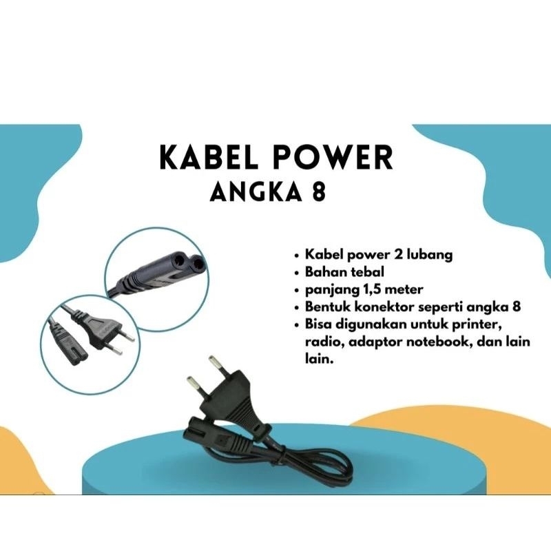 Jual Kabel Power Kabel Angka 8/Kabel Printer Epson/Kabel cas Panjang 1 ...