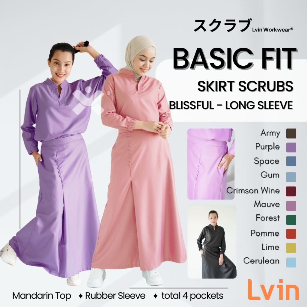 Jual [ Lvin ] FLARE SKIRT SCRUBS - Vol 01 - Baju OKA Rok Mandarin ...