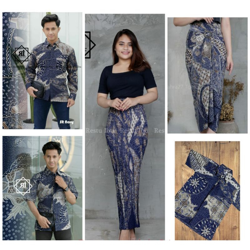 Jual COUPLE BATIK / BATIK MODERN / SERAGAMAN BATIK SEROJA NAVY | Shopee ...