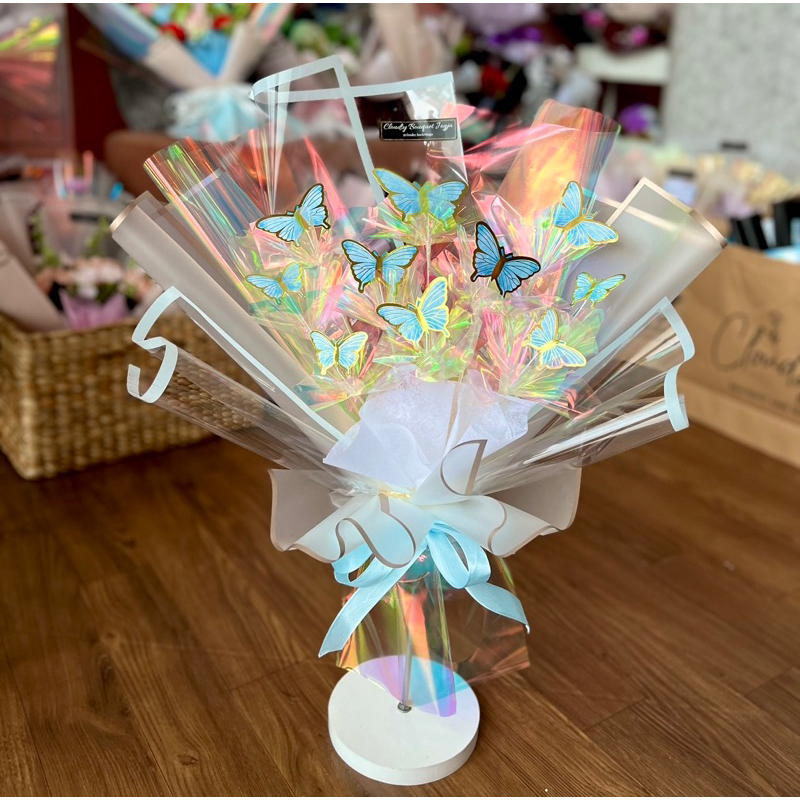 Jual Buket Kupu Kupu / Bucket Bunga Hologram / Butterfly Bouquet ...