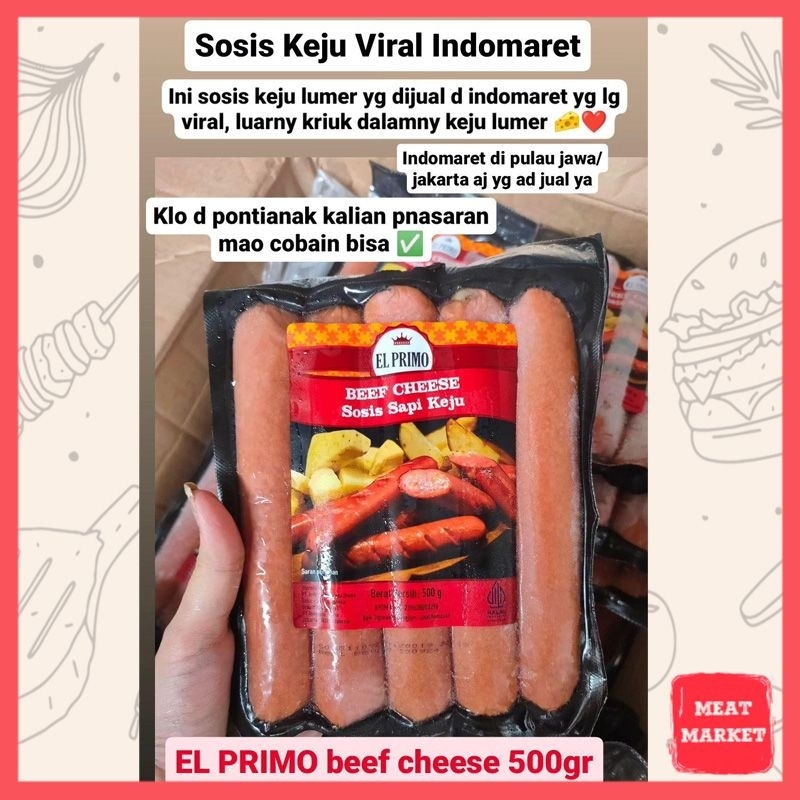 Jual El Primo Sosis Sapi Keju 500g / SOSIS VIRAL INDOMARET | Shopee ...