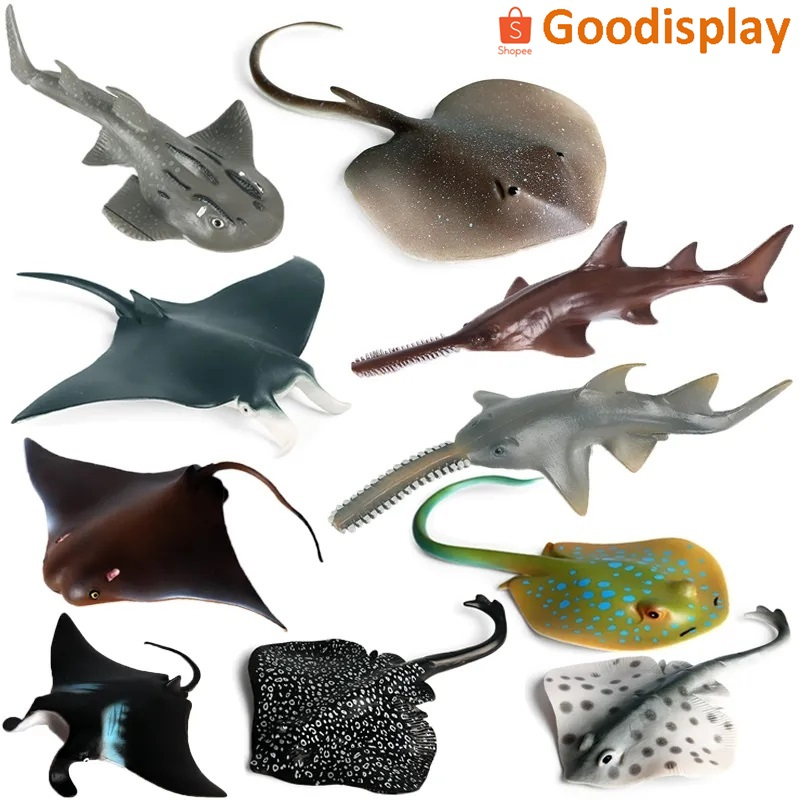 Jual aneka mainan pajangan miniatur hewan binatang laut ikan hiu pari ...