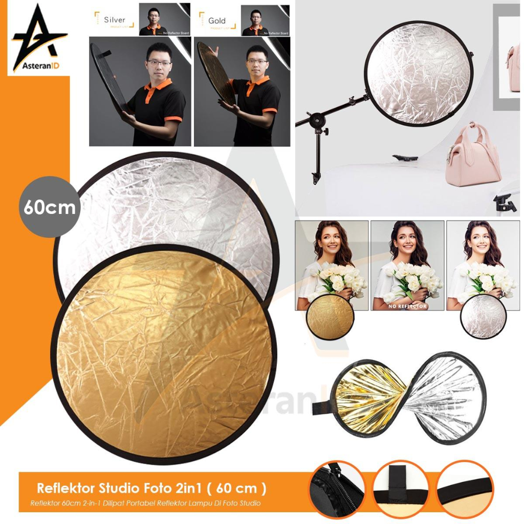 Jual Reflektor Studio Foto 2in1 Diameter 60cm Reflector Cahaya Camera ...