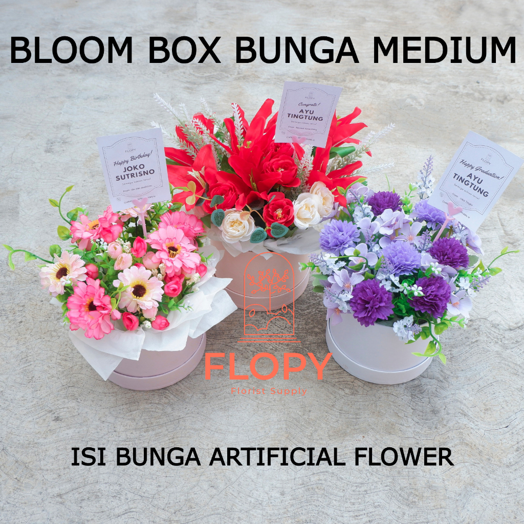 Jual (FLOPY) Bloom Box isi Bunga Medium Artificial Flower premium Buket | Shopee Indonesia