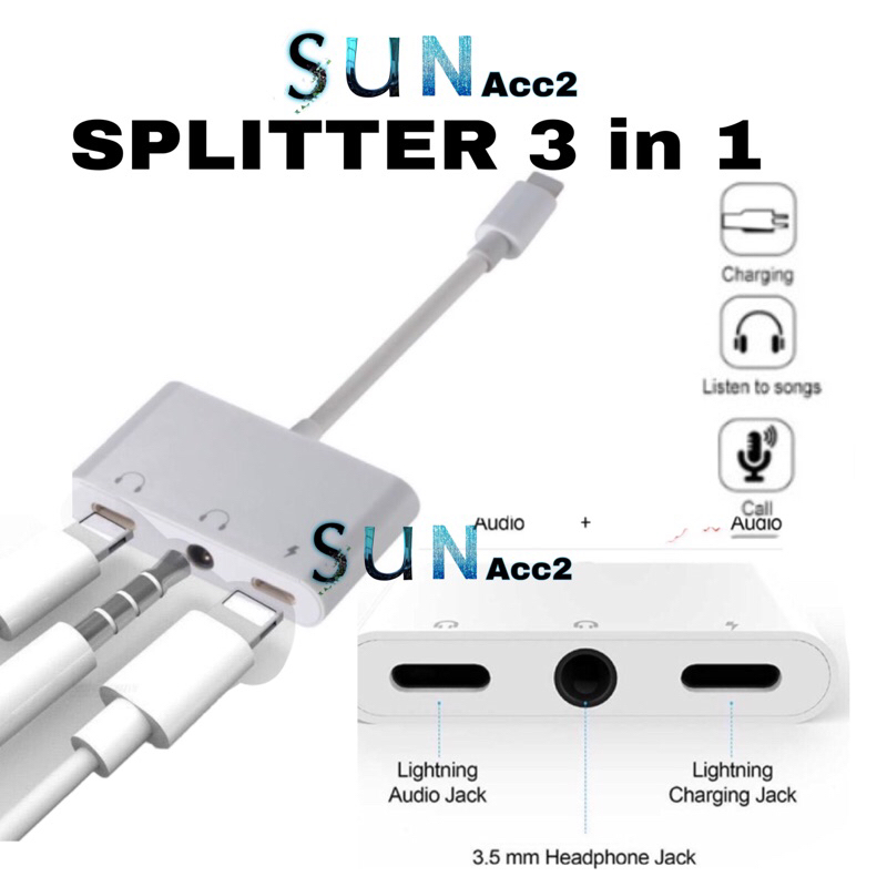 Jual Splitter 3 in 1 JH-010 Handsfree Dual Lightning + Jack 3,5mm ...