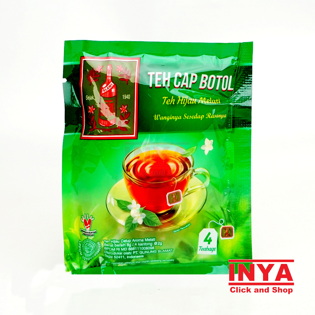 Jual Teh Cap Botol Teh Hijau Melati 4 TeaBag Sachet - Teh Celup - Tea ...