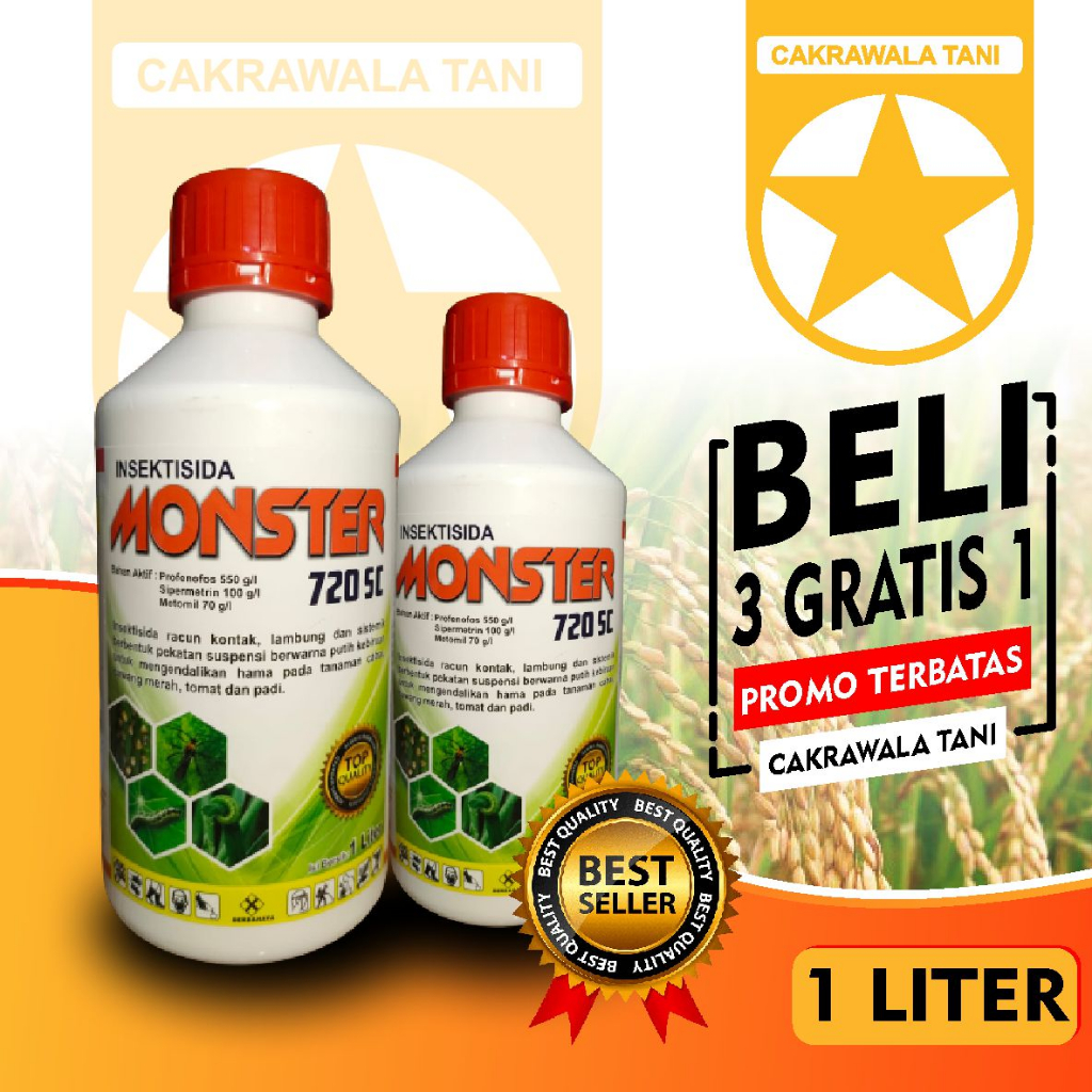 Jual MONSTER 720SC 1L INSEKTISIDA PROFENOFOS/SIPERMETRIN/METOMI ...