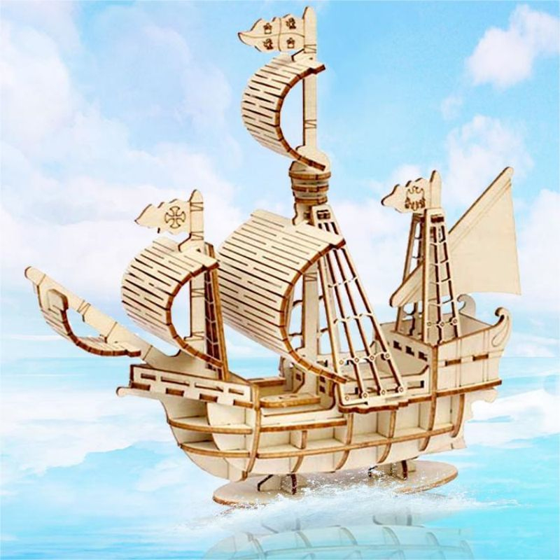 Jual 1set Ship Model Kit DIY Model Kapal Bajak Laut Puzzle 3d Kayu ...