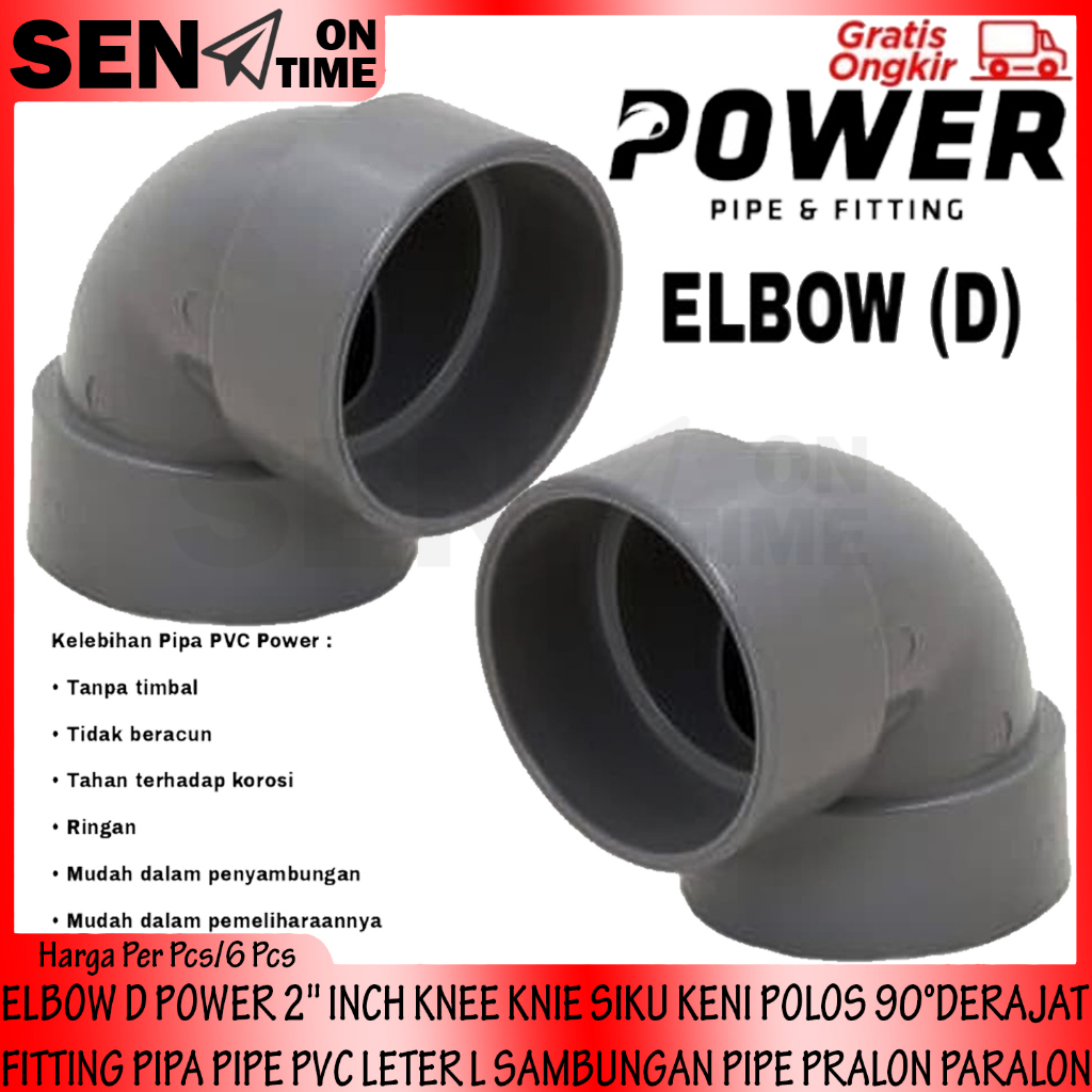 Jual ELBOW D POWER 2" INCH 90 DERAJAT FITTING PIPA KNEE KNIE SIKU KENI POLOS PVC LETER L ...
