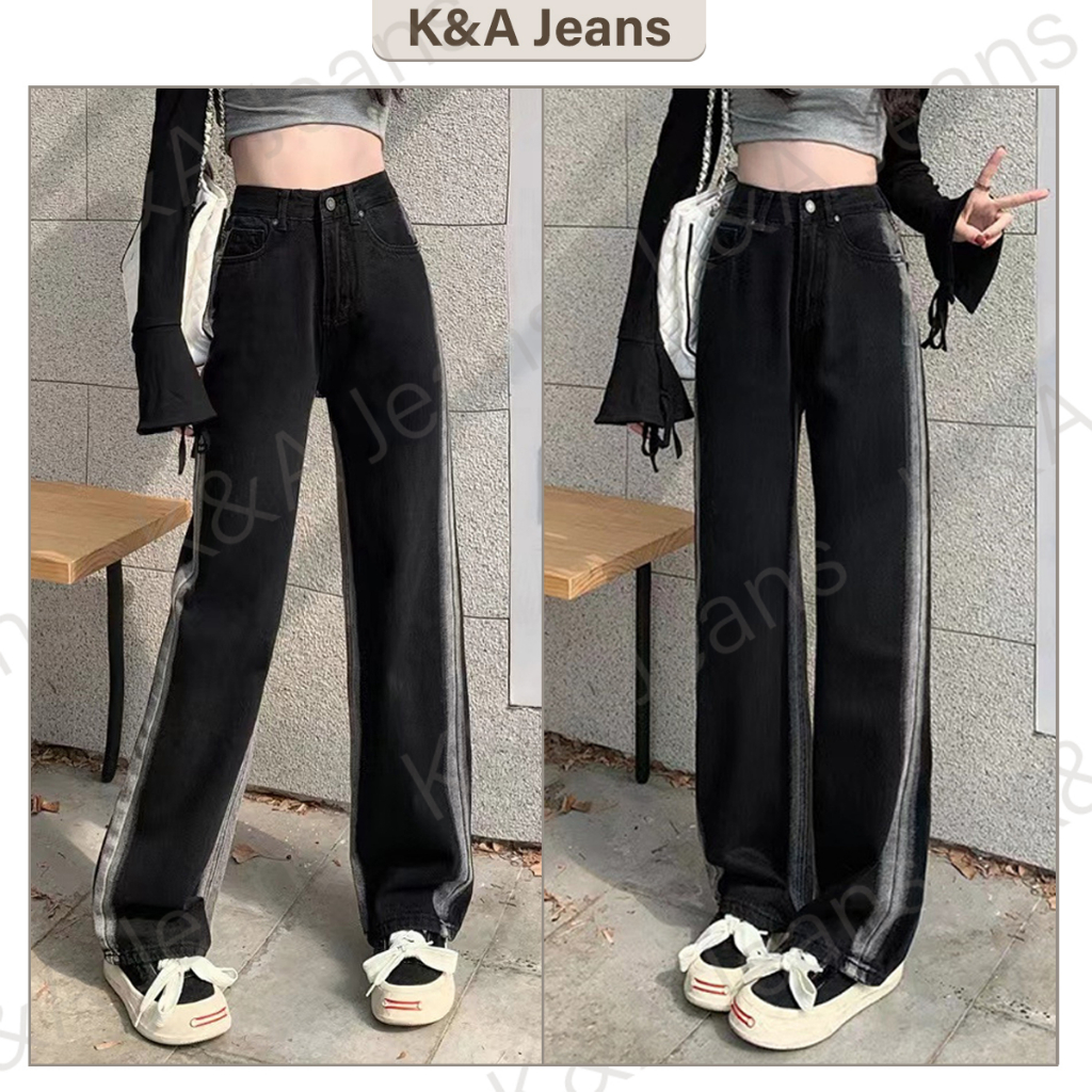 Jual [K&A]COD M-XXL Grey Hitam Jeans Gradien Warna Hitam Highwaist ...
